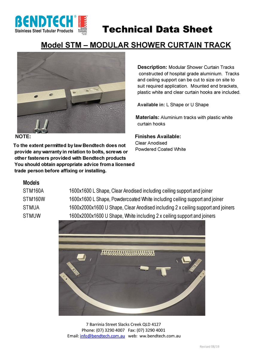 STM160A – Clear Anodised Modular Shower Track Kit (1600x1600mm) – Bendtech